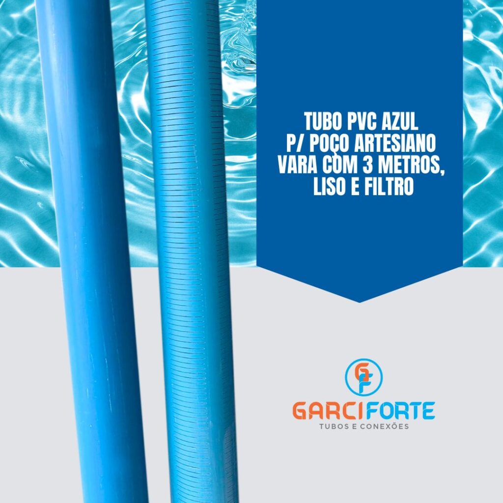 Tubo PVC azul para poço artesiano vara com 3 metros, liso e filtro ...